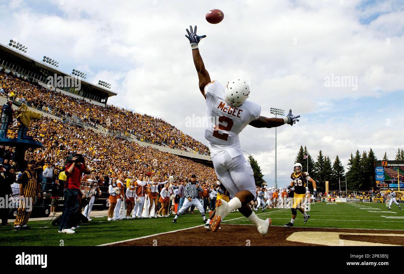 Texas running back Vondrell McGee attempts to catch a pass in the end ...