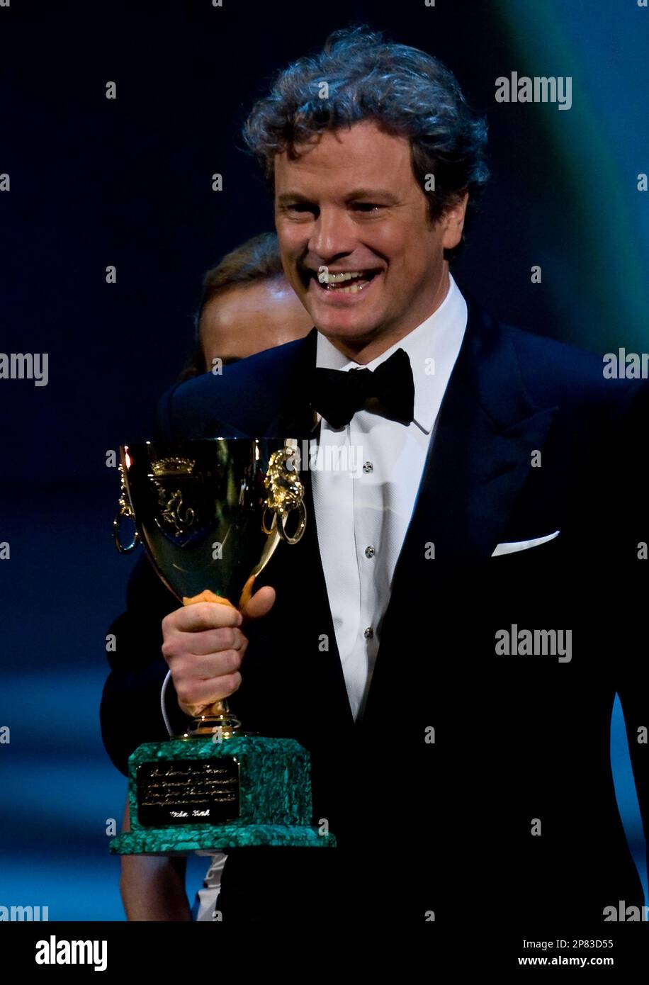 British actor Colin Firth with his Best Actor award for his role in the ...