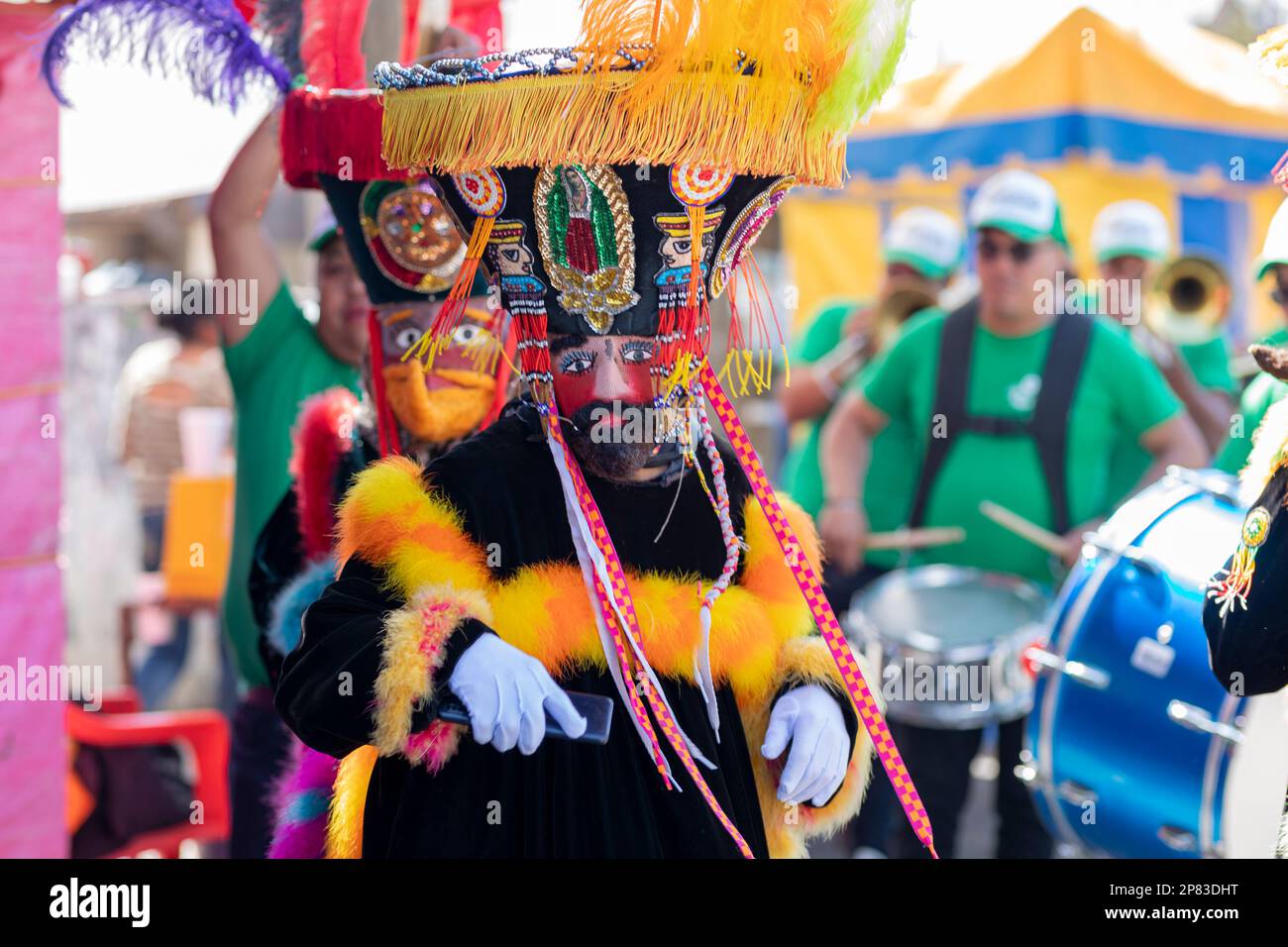 Mexico, State of Mexico-29-01-2023: Traditional dance of the Chinelos ...