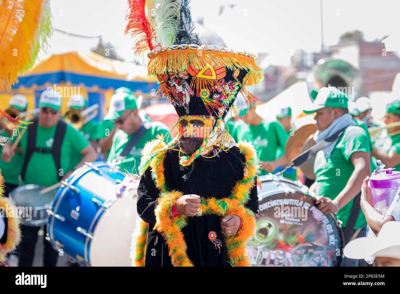 Mexico, State of Mexico-29-01-2023: Traditional dance of the Chinelos ...