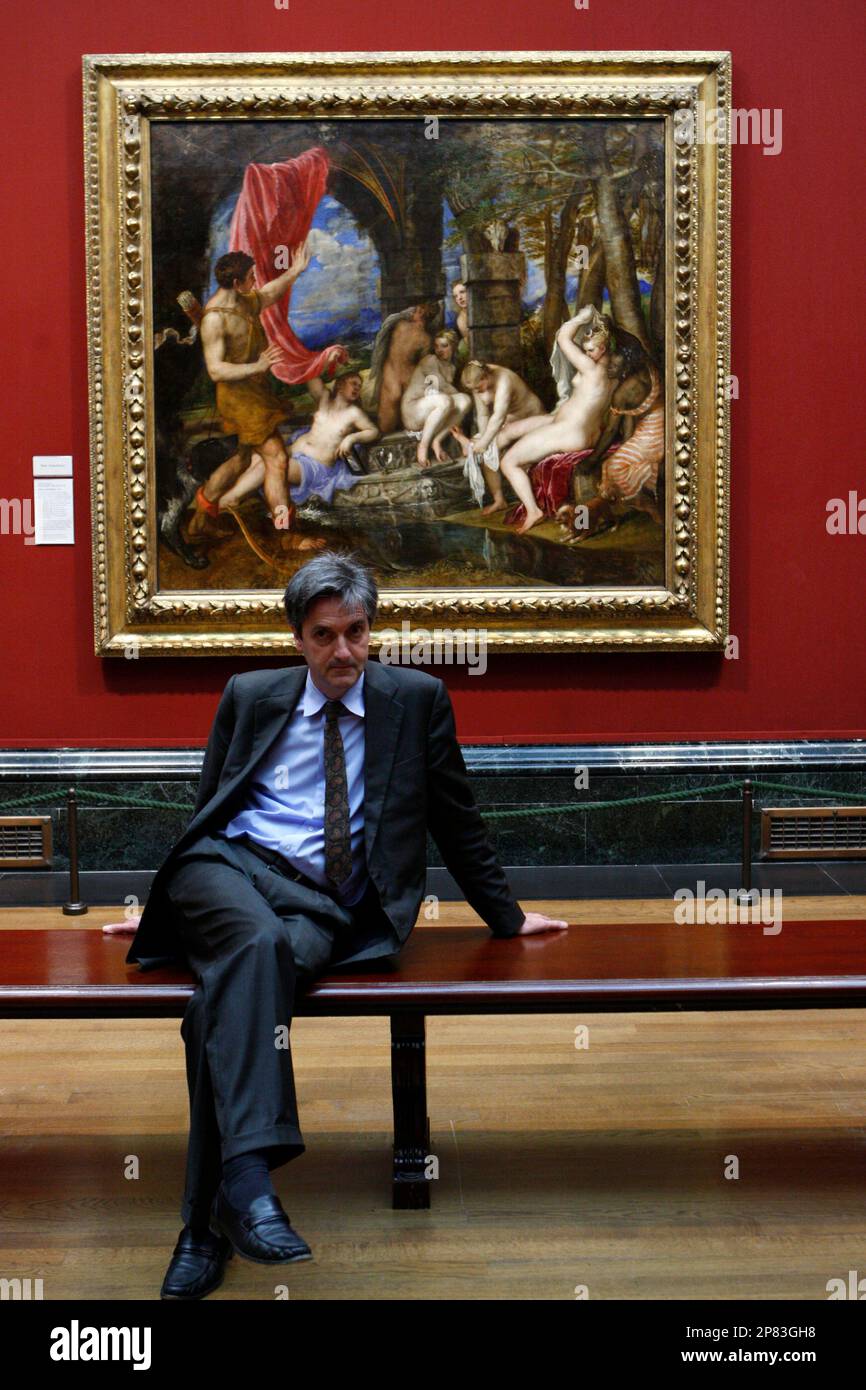 Director of National Gallery, Dr Nicholas Penny poses with the painting ...