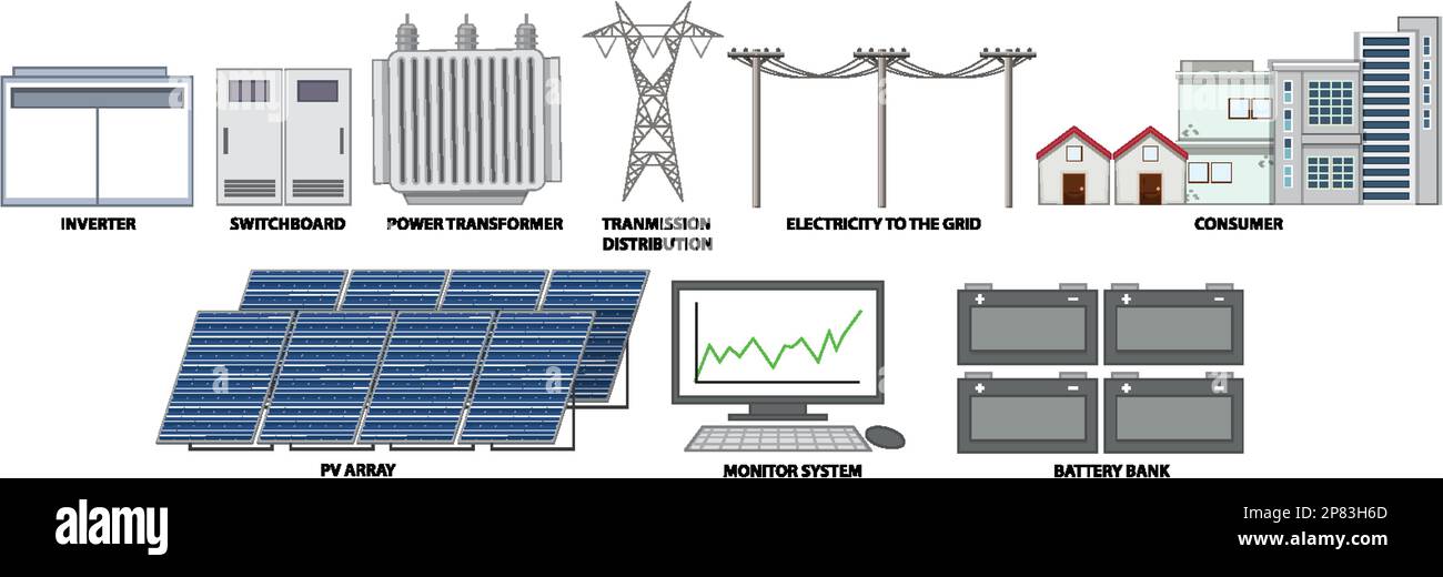 Solar Electricity Production Concept illustration Stock Vector Image ...