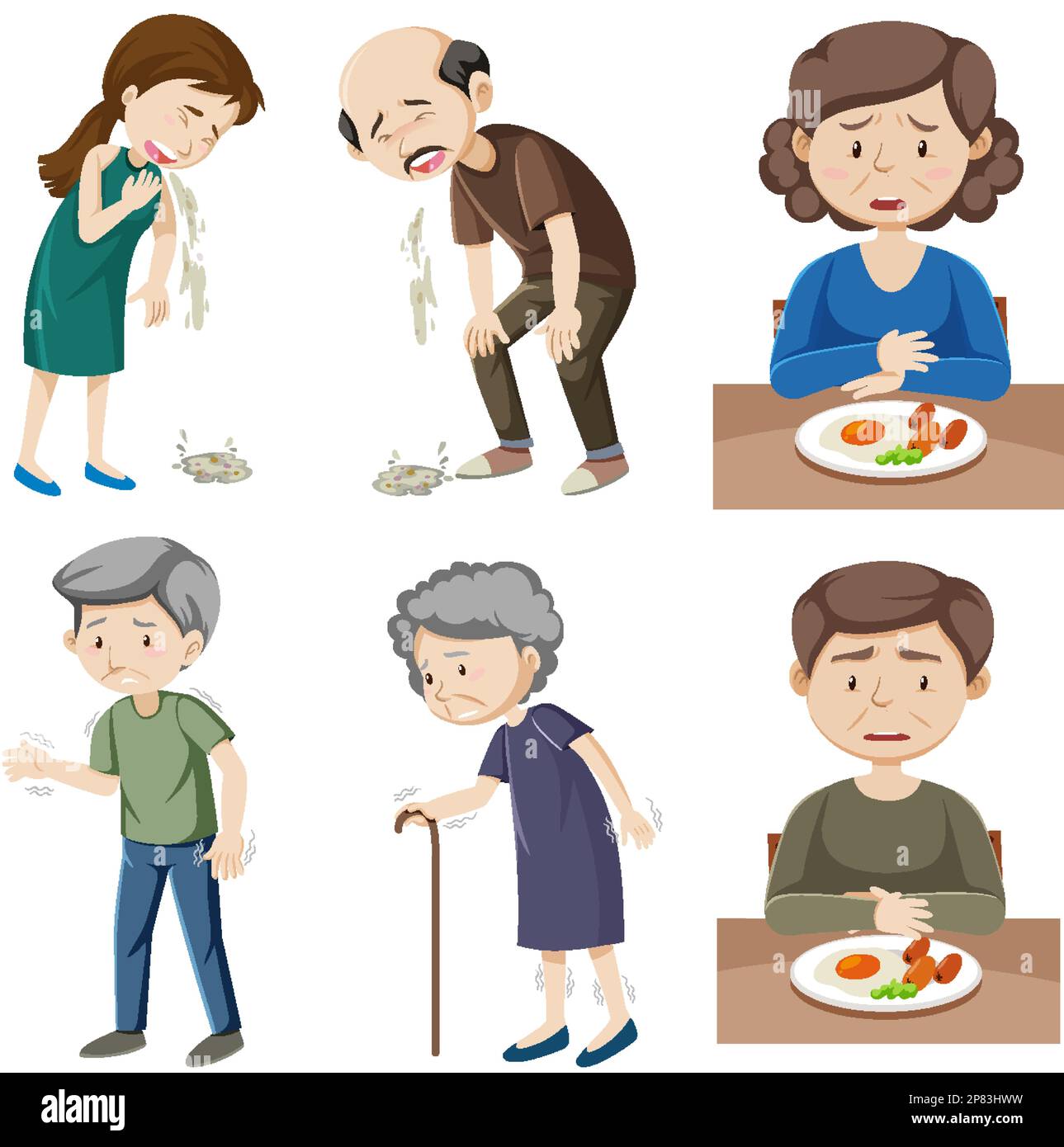 Set of elderly people sickness illustration Stock Vector Image & Art ...
