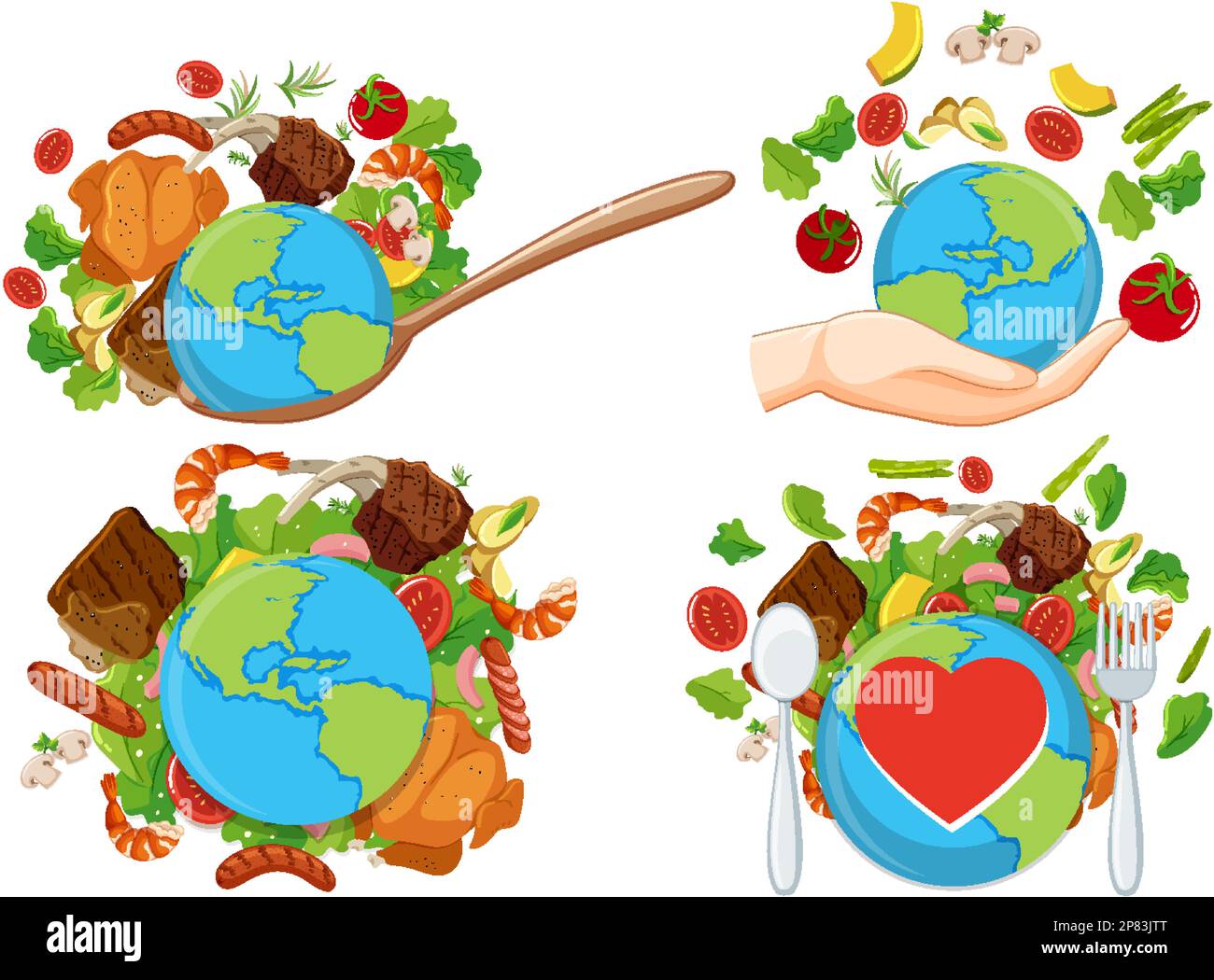 Set of world with healthy food illustration Stock Vector Image & Art ...