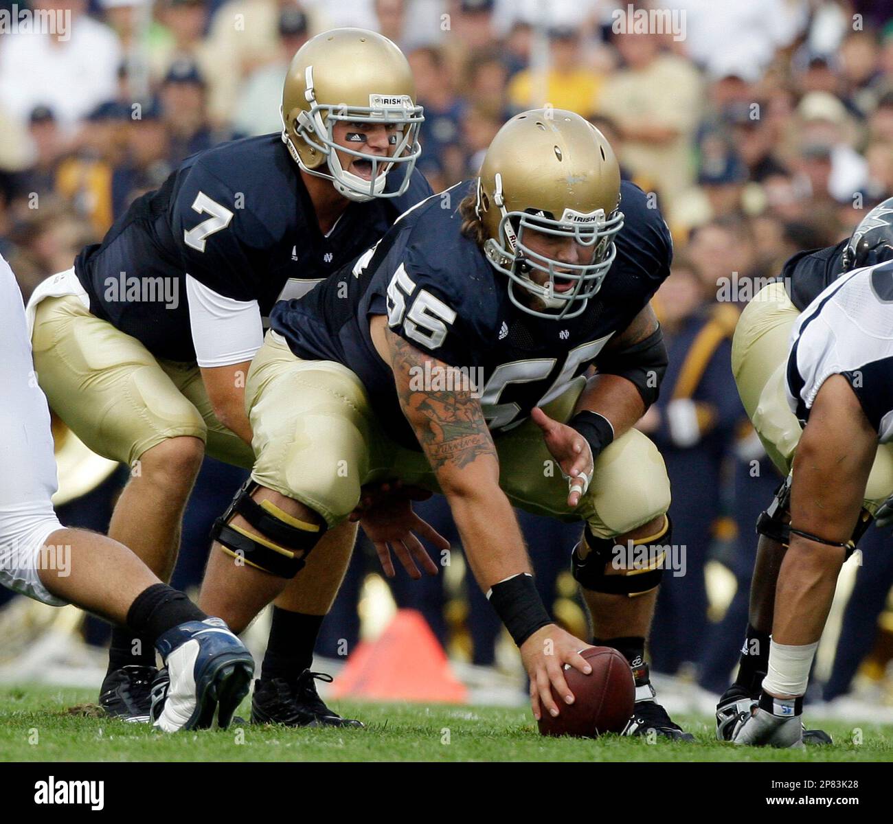 In this photo taken on Saturday, Sept. 5, 2009, Notre Dame quarterback ...