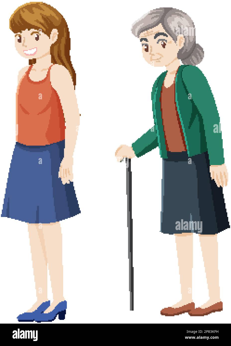 A woman grow old illustration Stock Vector Image & Art - Alamy