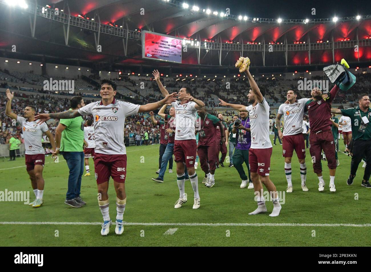 Rio de Janeiro, Brazil, 08th Mar, 2023. Germán Cano and the Fluminense ...