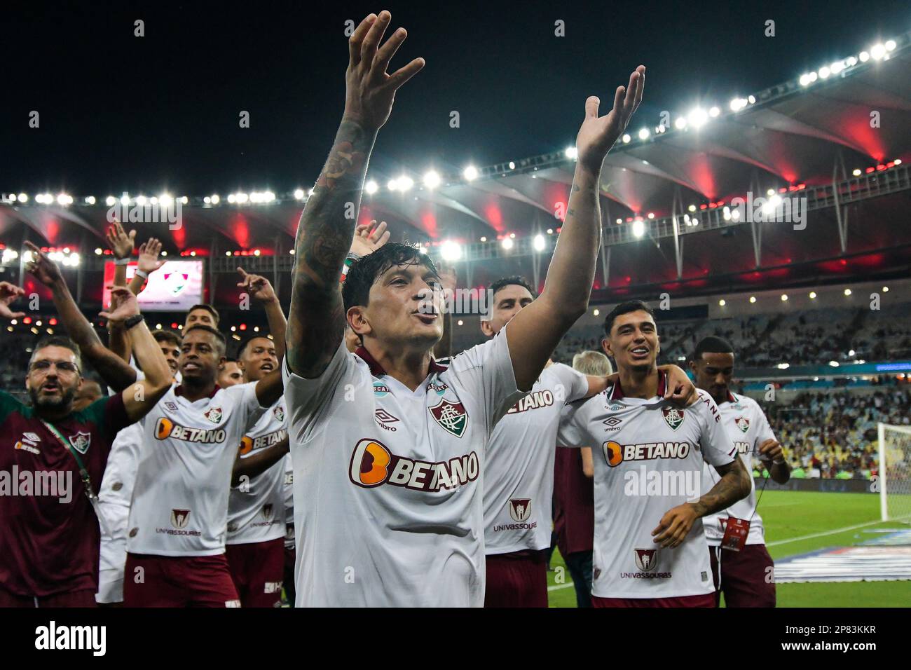Rio de Janeiro, Brazil, 08th Mar, 2023. Germán Cano and the Fluminense ...