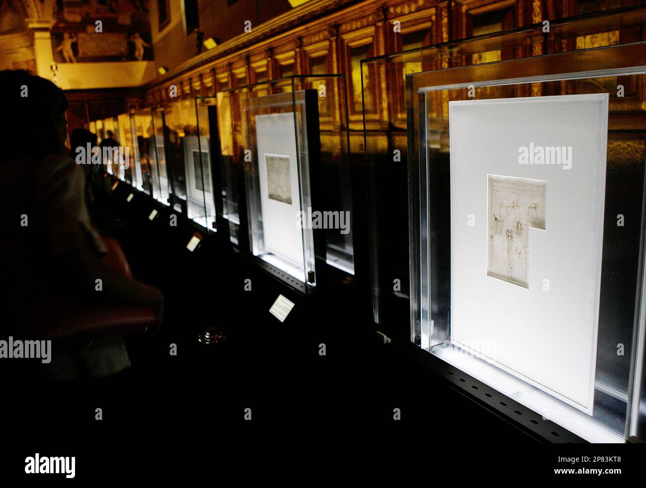 Drawings are displayed on the occasion of the opening of an exhibition ...