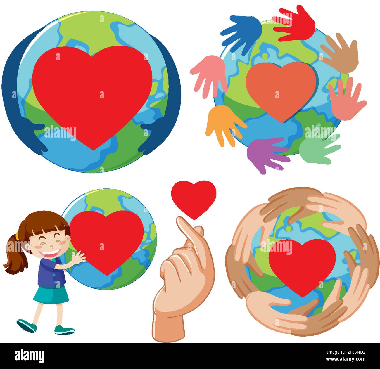 Set of mix heart with earth illustration Stock Vector Image & Art - Alamy