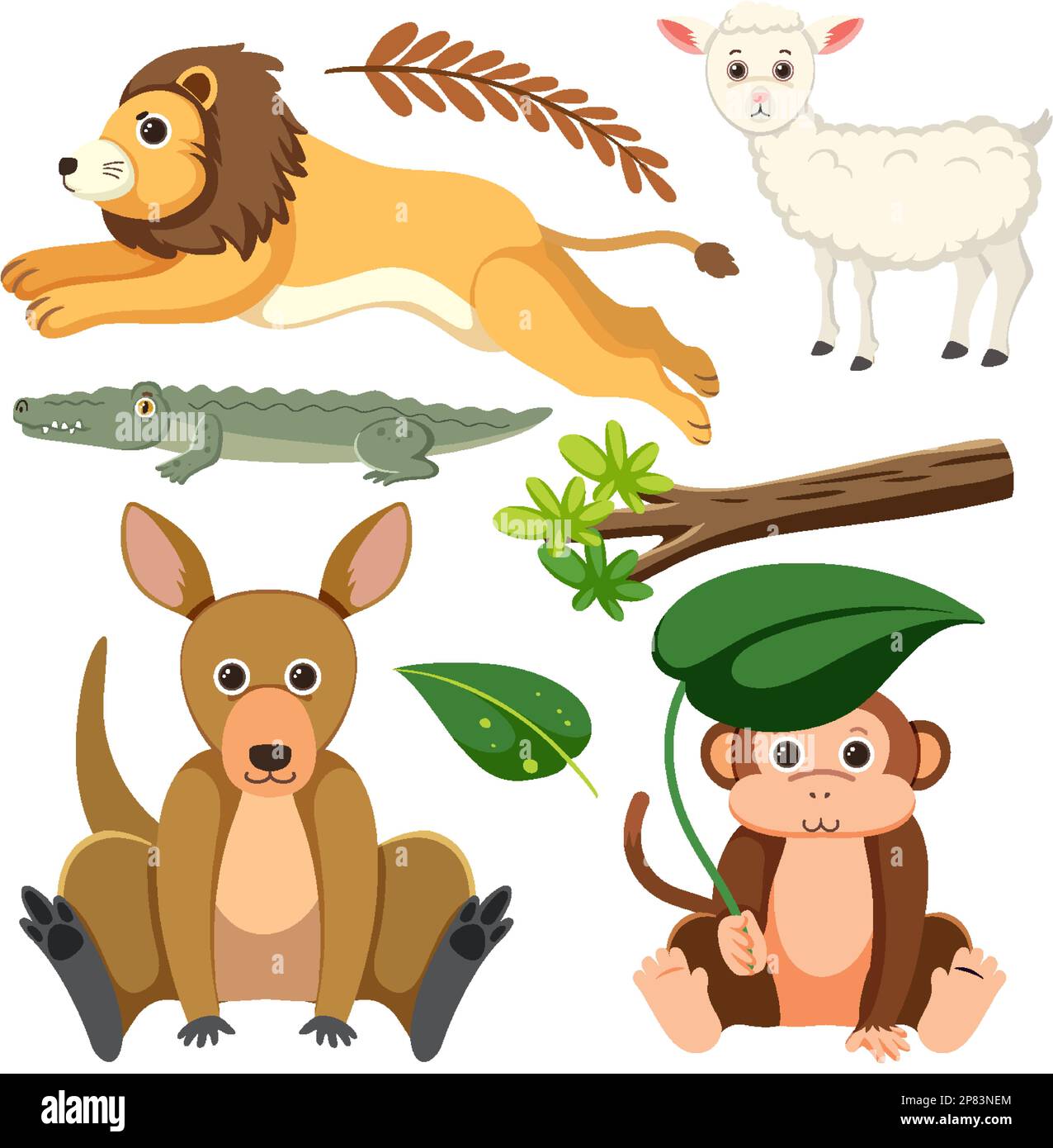 Wild Animals Cartoon Collection illustration Stock Vector Image & Art ...