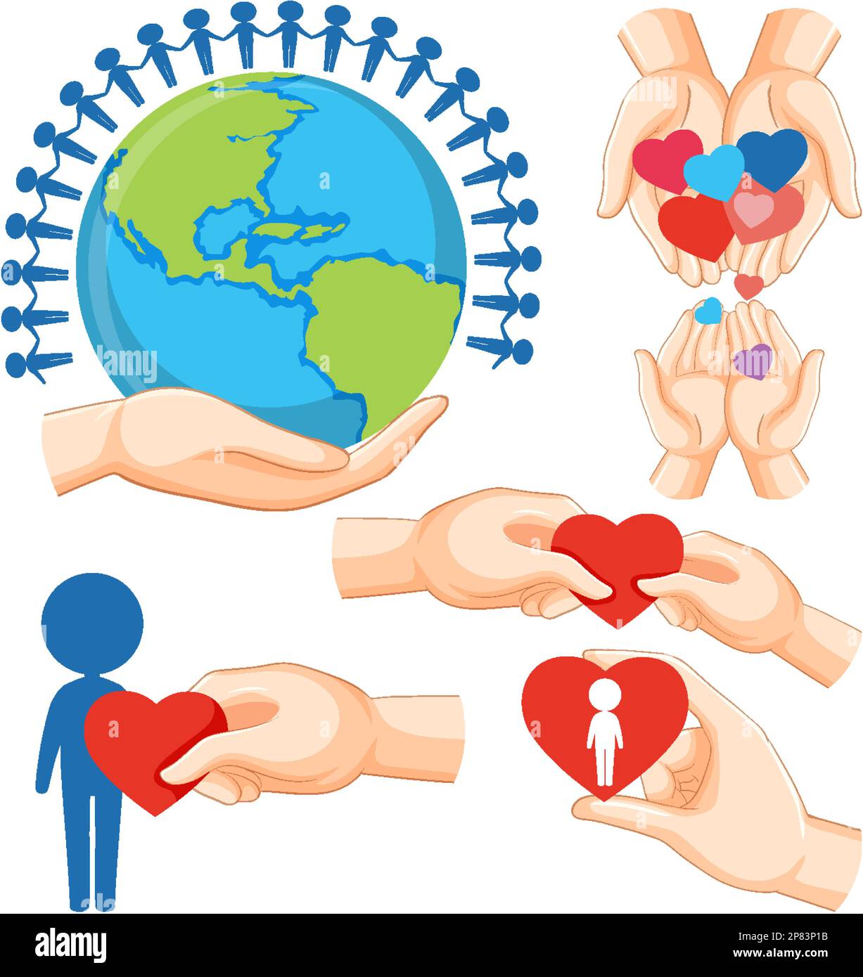 Set of mix heart with earth illustration Stock Vector Image & Art - Alamy