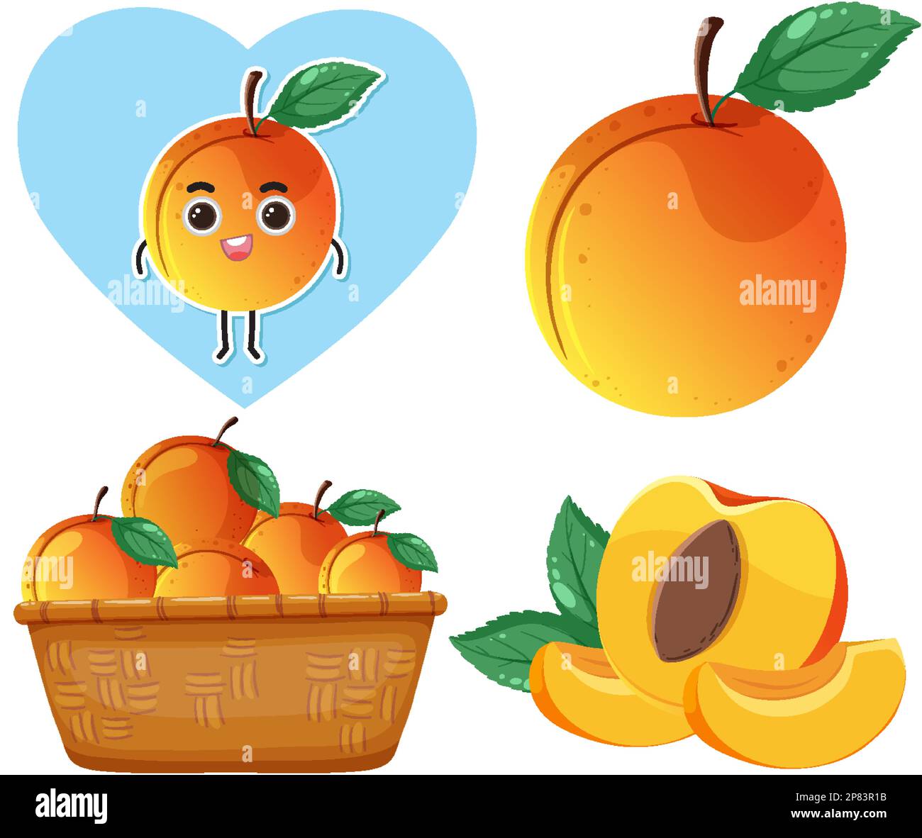 Set of mix peach cartoon illustration Stock Vector Image & Art - Alamy