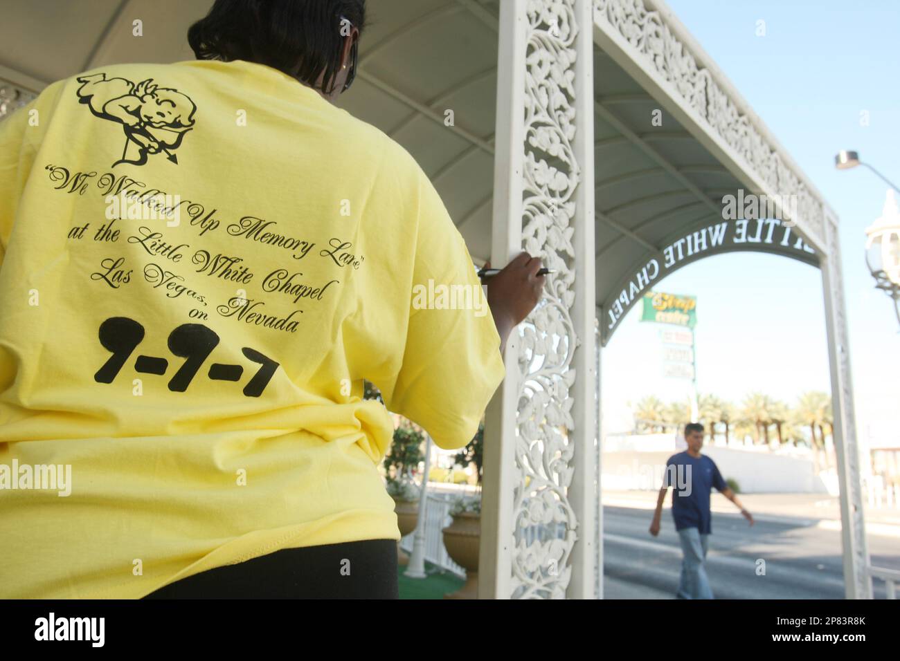 LaKeisha Ware greets guests at the Little White Chapel, Wednesday, Sept ...