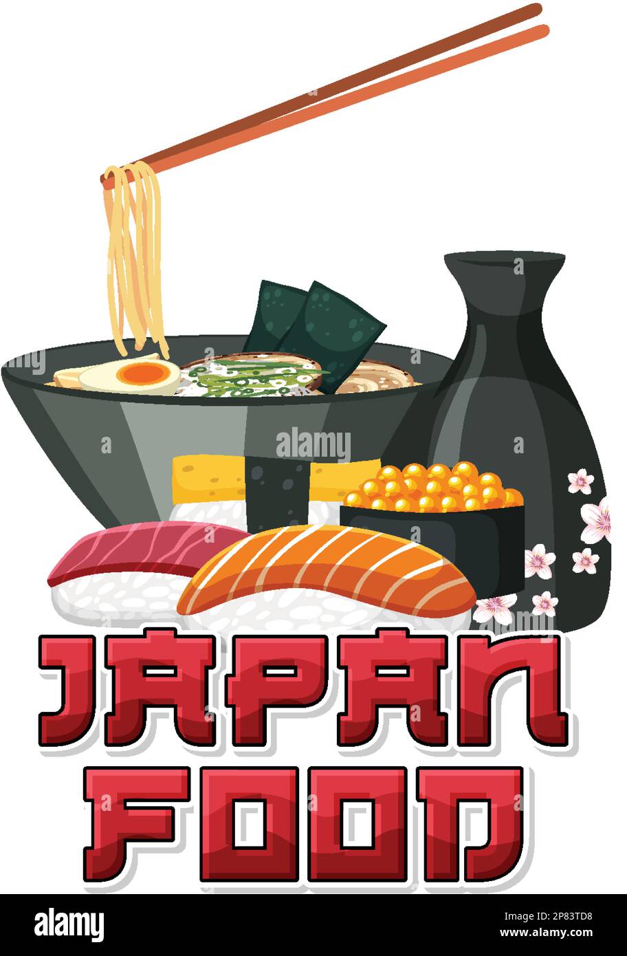 Japanese food element nation tradition symbol illustration Stock Vector ...
