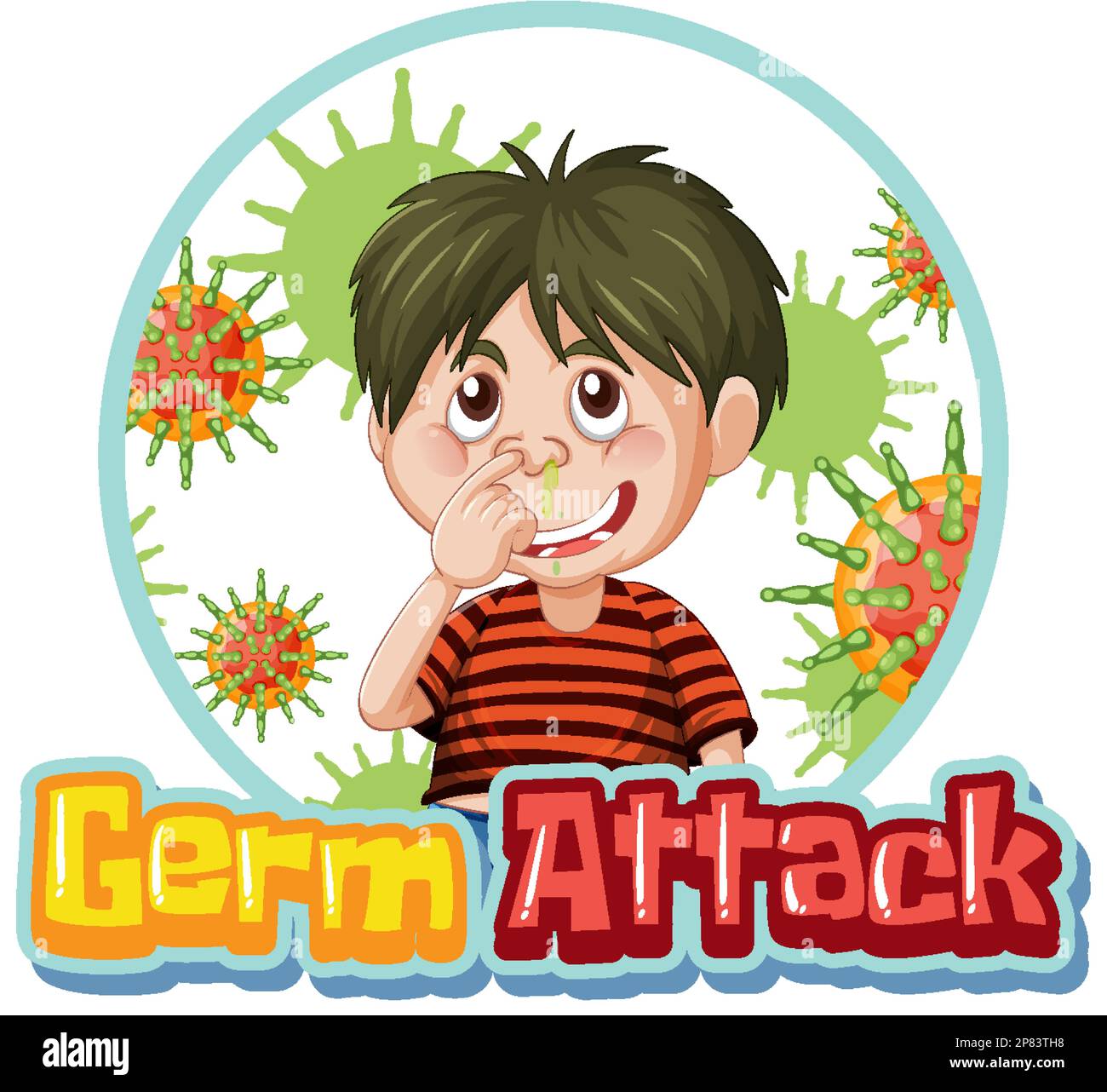 A boy surrounded by germs illustration Stock Vector Image & Art - Alamy