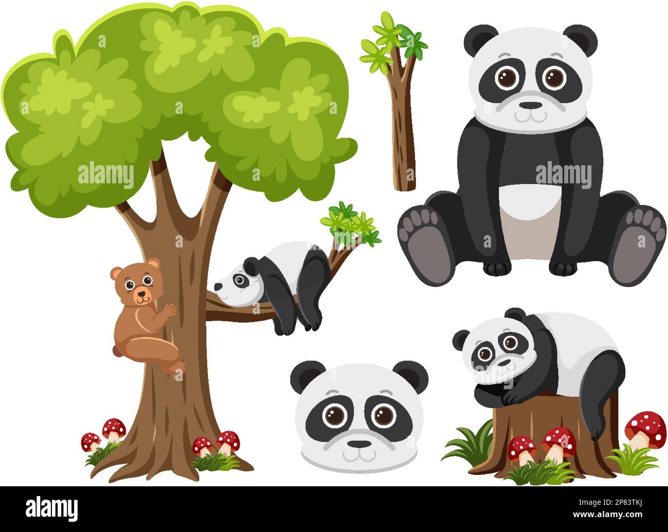 Set of panda cartoon character illustration Stock Vector Image & Art ...