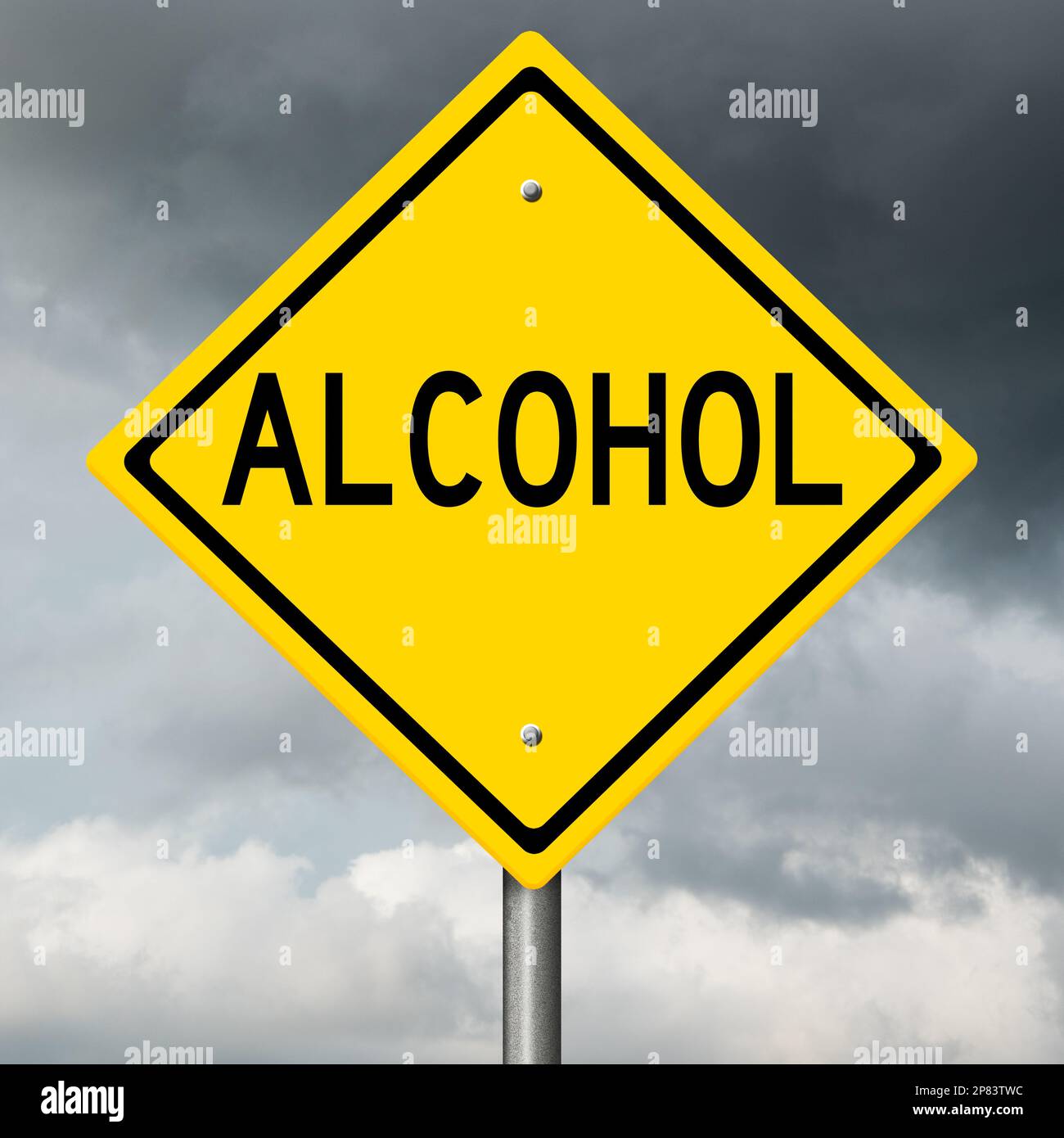 Yellow highway sign warning about substance abuse Stock Photo - Alamy