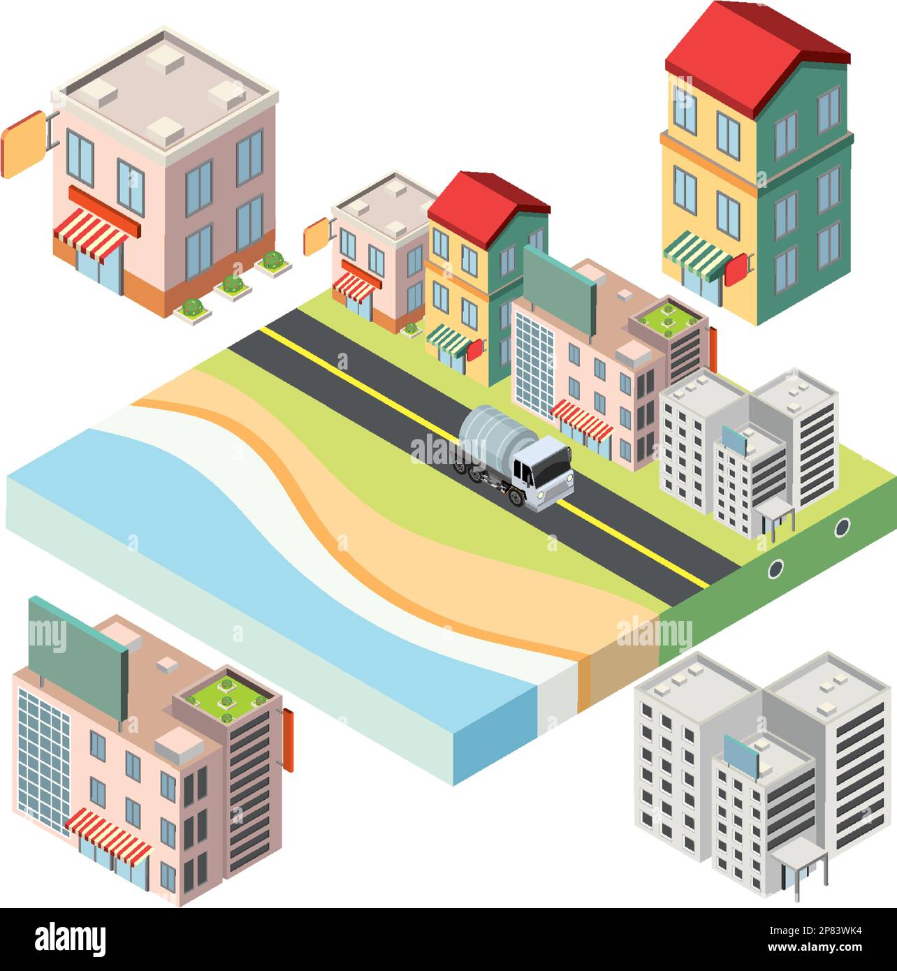 Set of isometric village isolated illustration Stock Vector Image & Art ...