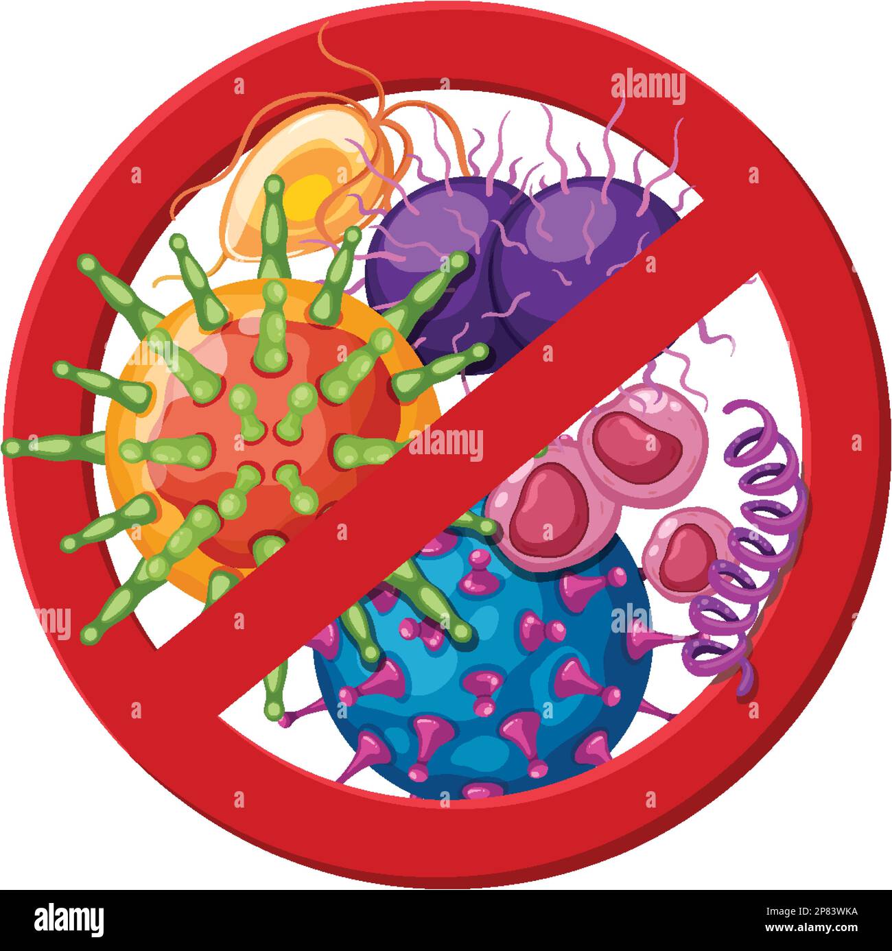 Stop bacteria and virus prohibition sign illustration Stock Vector ...