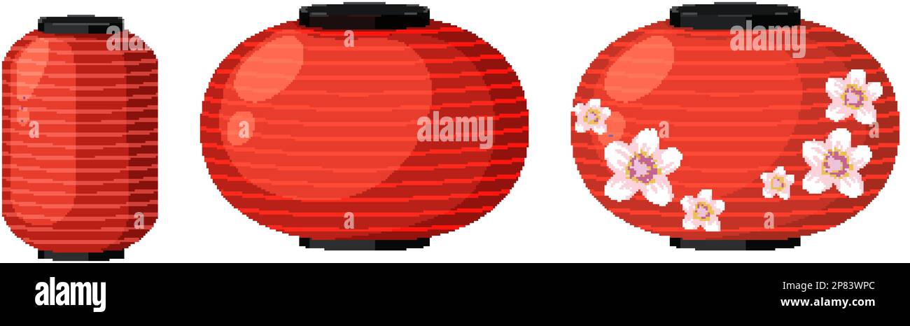 Red Paper Japanese Lantern Vector illustration Stock Vector Image & Art ...