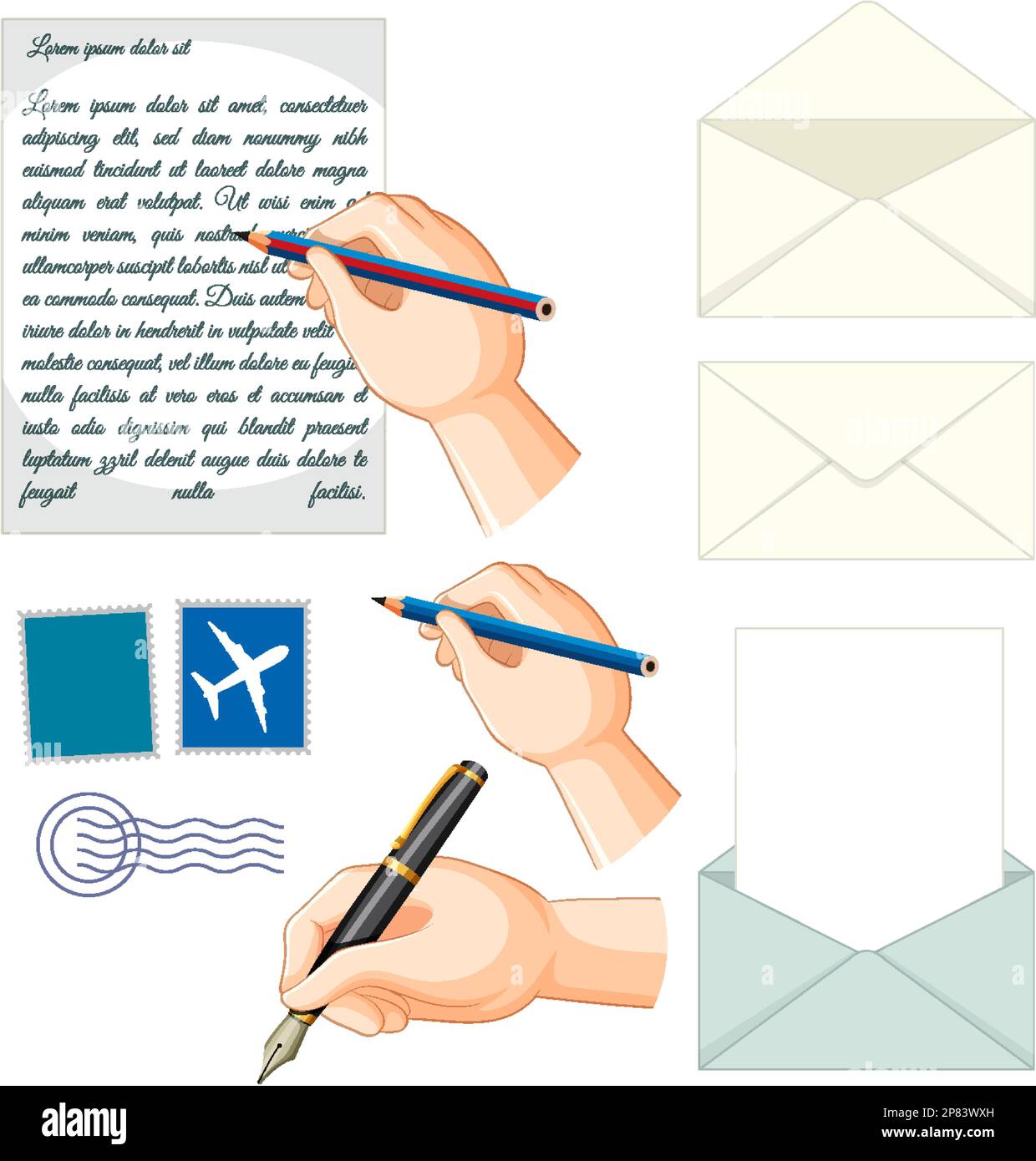 Set of mix letter writing illustration Stock Vector Image & Art - Alamy