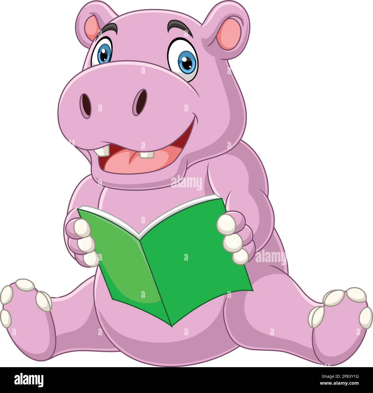 Cartoon hippo reading a book Stock Vector Image & Art - Alamy