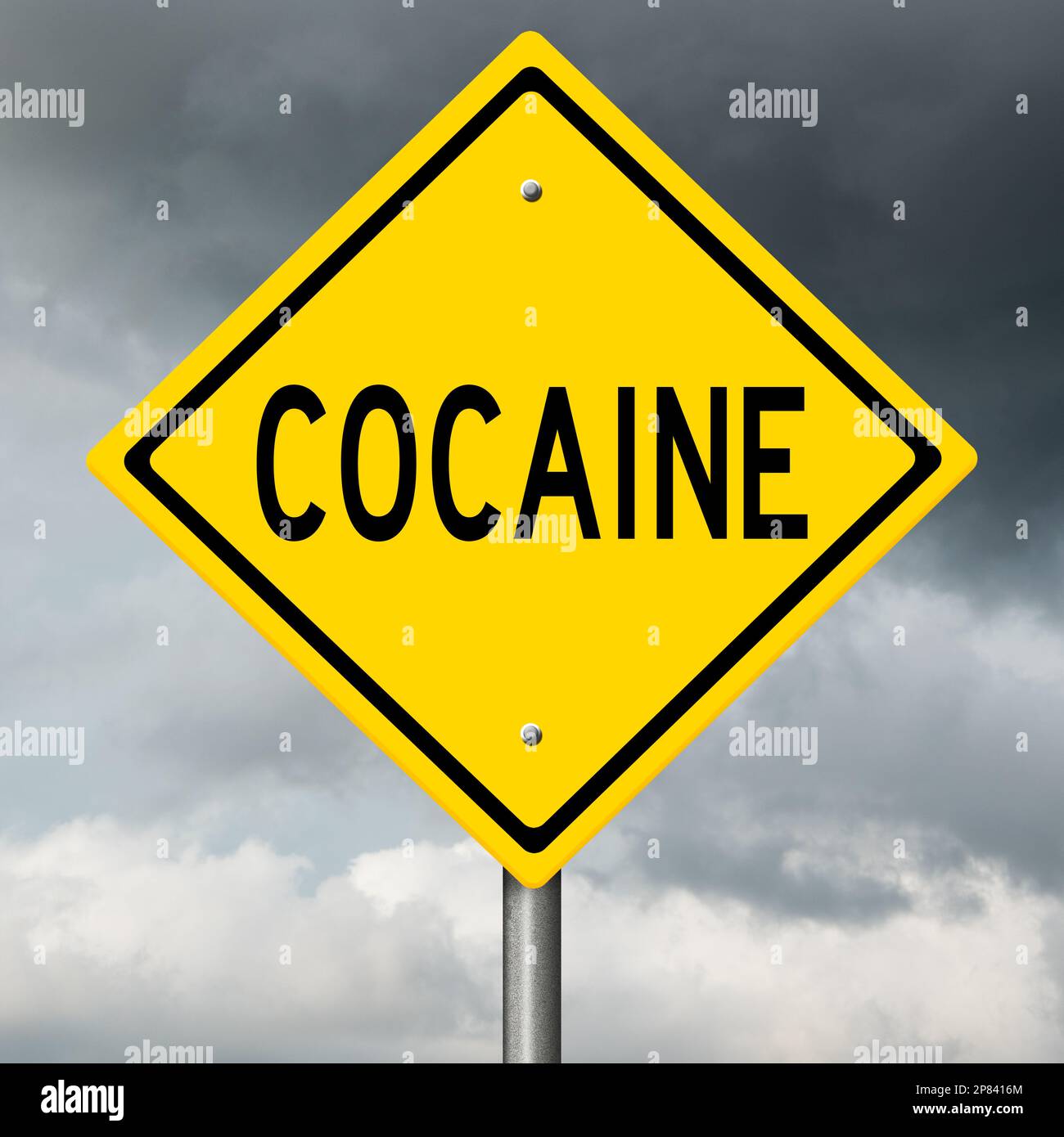 Yellow highway sign warning about substance abuse Stock Photo - Alamy