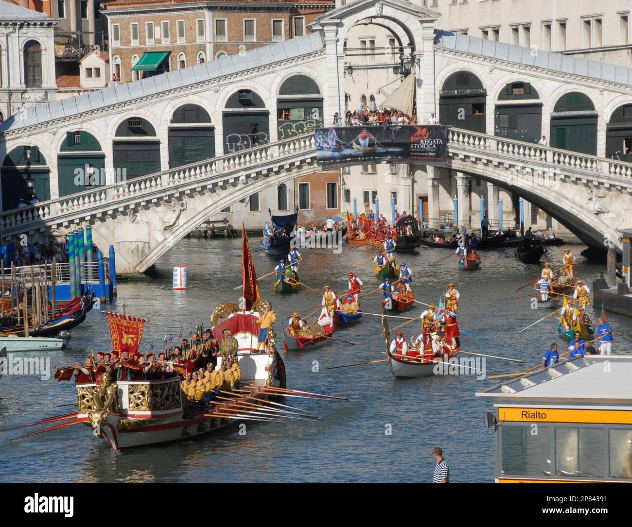The Bucintoro, at left, the barge of Venice's ruler, the Doge, sails ...
