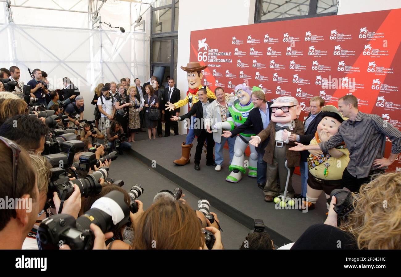 From left, U.S. director Lee Unkrich, John Lasseter, Andrew Stanton ...