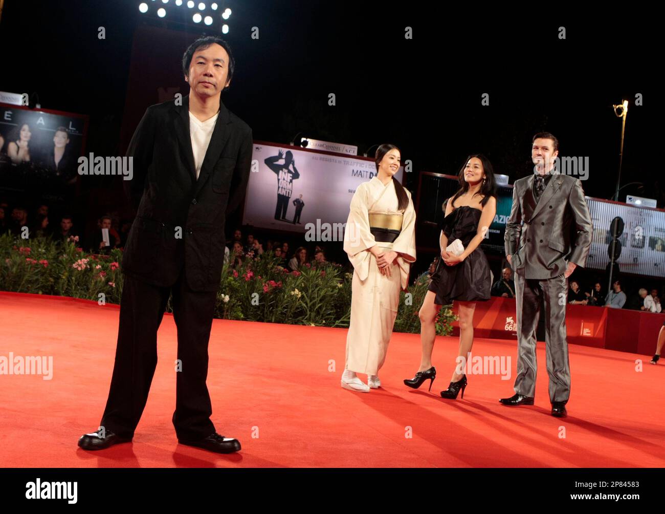 From left, Japanese director Shinya Tsukamoto, Japanese actress Yuko Nakamura, Japanese actress ...