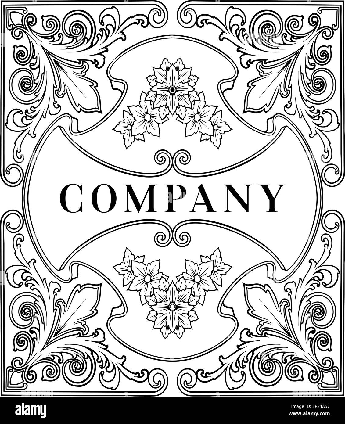 Vintage elegant frame label flourish ornament outline vector ...