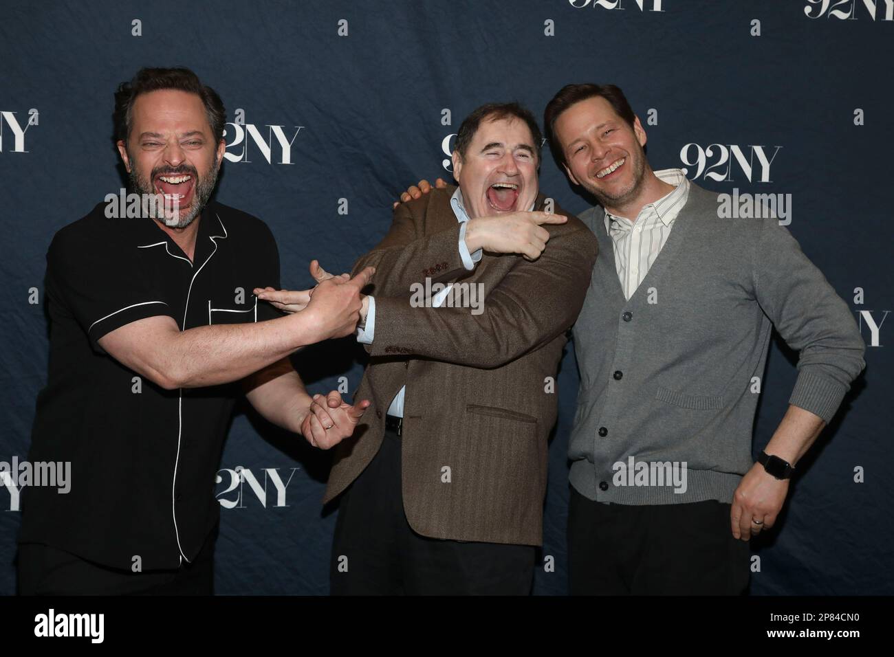 Actors Nick Kroll, from left, Richard Kind and Ike Barinholtz pose ...