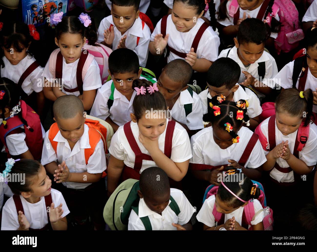 Pre-school students gather for their first day back to school at the ...