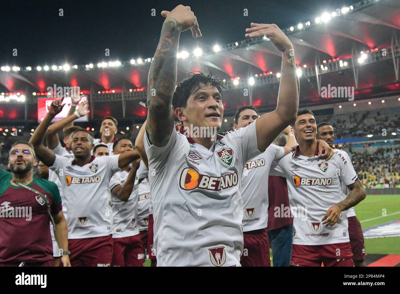 Rio de Janeiro, Brazil, 08th Mar, 2023. Germán Cano and the Fluminense ...