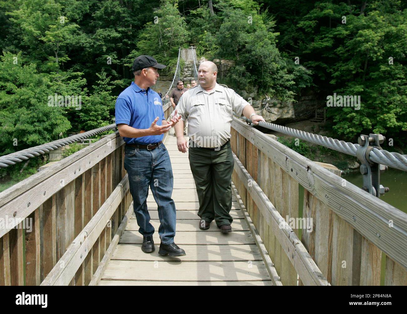 Indiana Gov. Mitch Daniels , left, talks with Turkey Run State Park ...