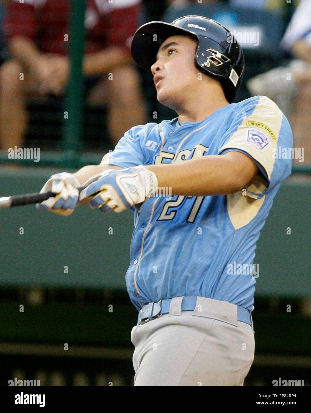 Chula Vista, Calif.'s Luke Ramirez follows through with a three-run ...