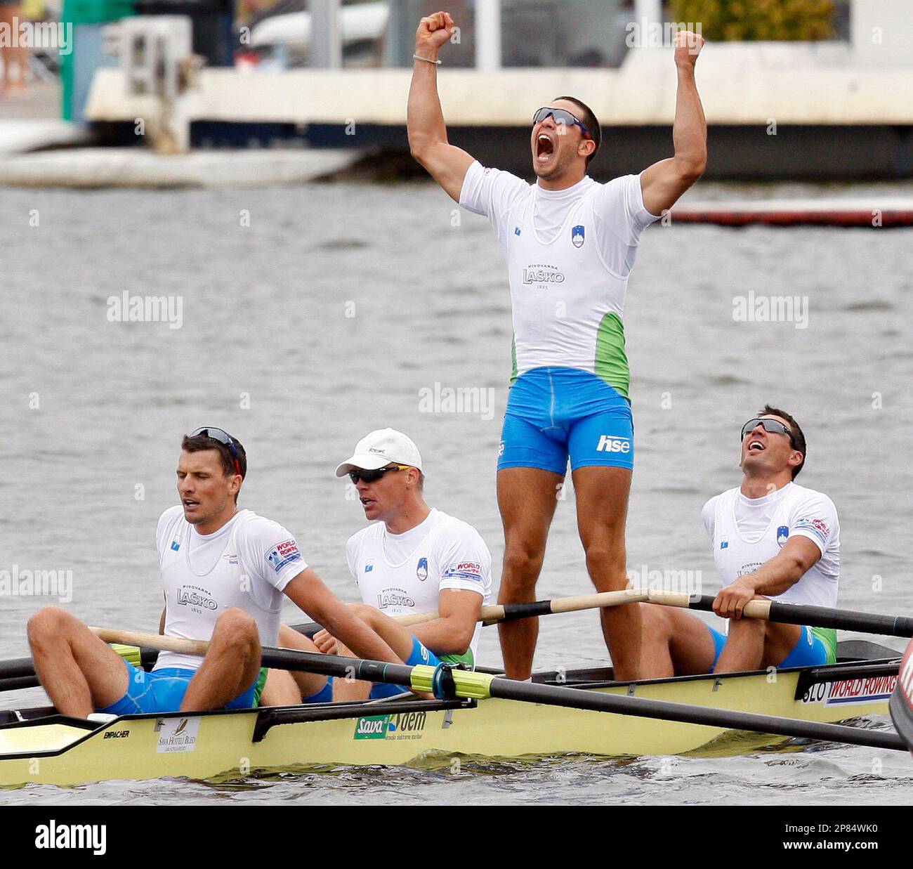 Slovenia's bronze medalists Miha Pirih, Rok Kolander, Rok Rozman and ...