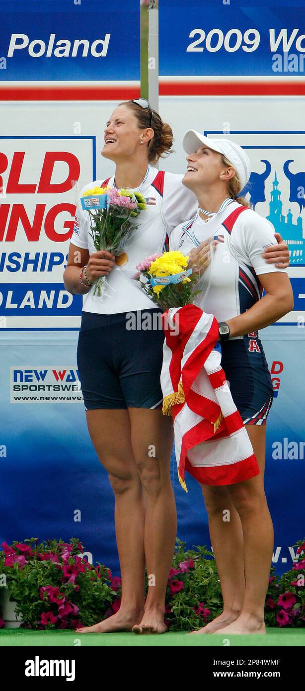 USA's gold medalists Erin Cafaro, right, and Zsuzsanna Francia, left ...