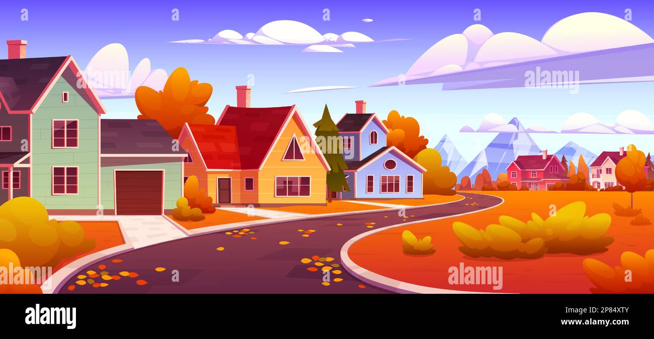 Country village cartoon hi-res stock photography and images - Alamy