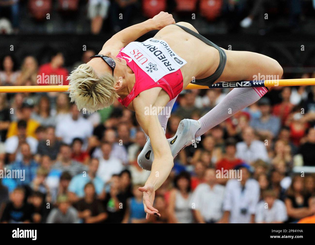 German Ariane Friedrich jumps during the women's high jump at the ...
