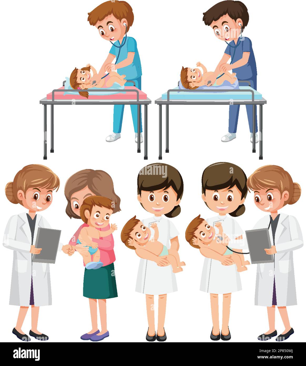 Set of baby nursing cartoon character illustration Stock Vector Image ...