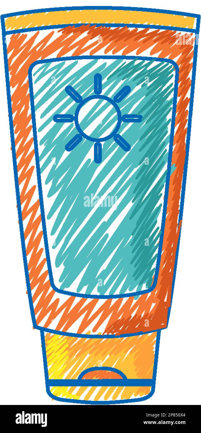 Sunscreen in pencil colour sketch simple style illustration Stock ...