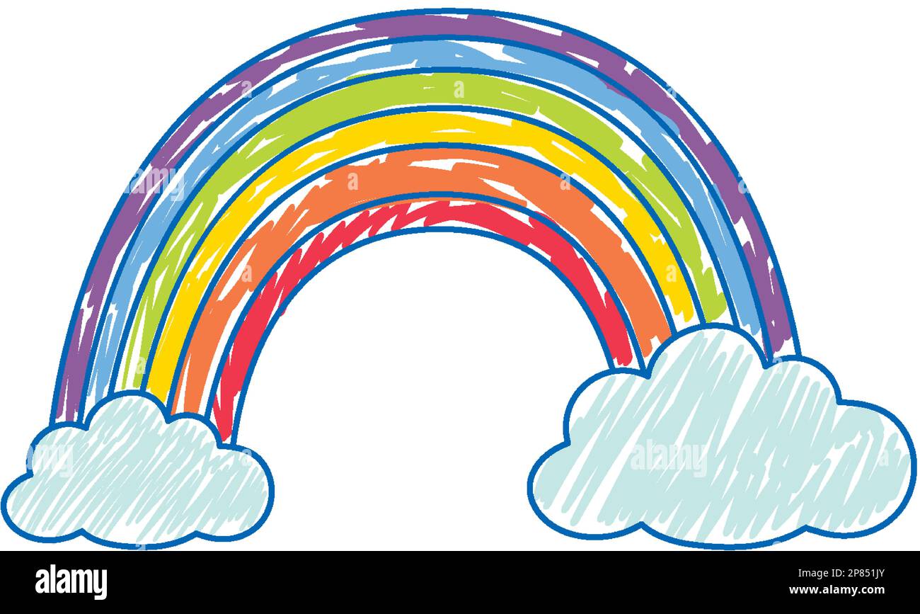 Rainbow in pencil colour sketch simple style illustration Stock Vector ...