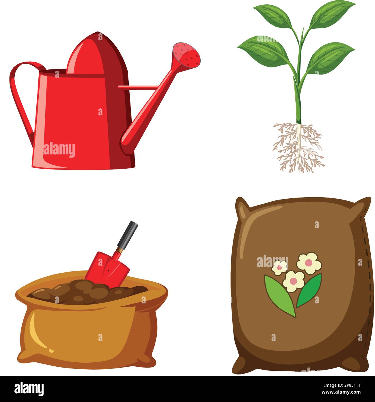 Set of plant and gardening tools and equipment illustration Stock ...