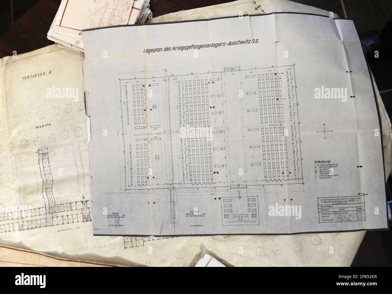 Original blueprints of the Nazi concentration camp in Auschwitz, Poland ...