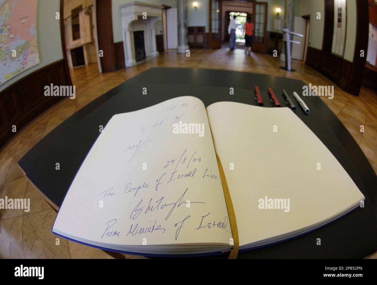 The signature of Israel's Prime Minister Benjamin Netanyahu and his ...