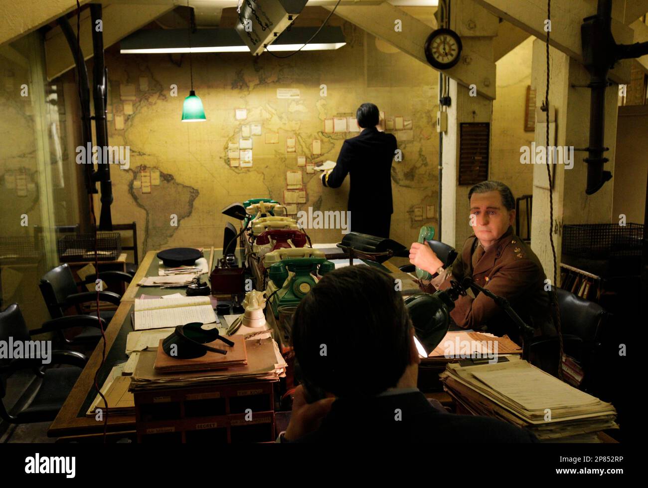 Mannequins depicting British officers are seen in the WWII era Map Room ...