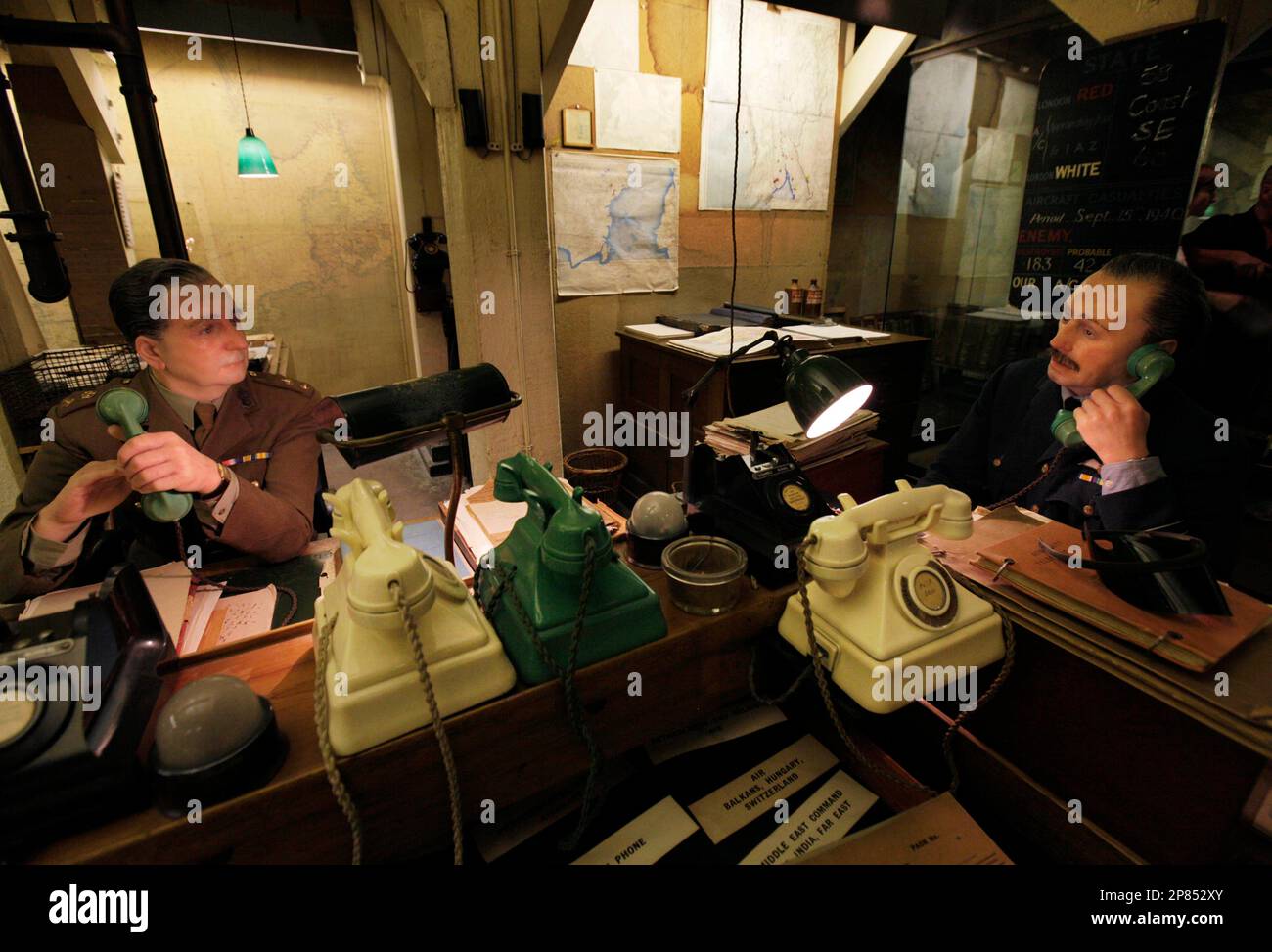 Mannequins depicting British officers are seen in the WWII era Map Room ...