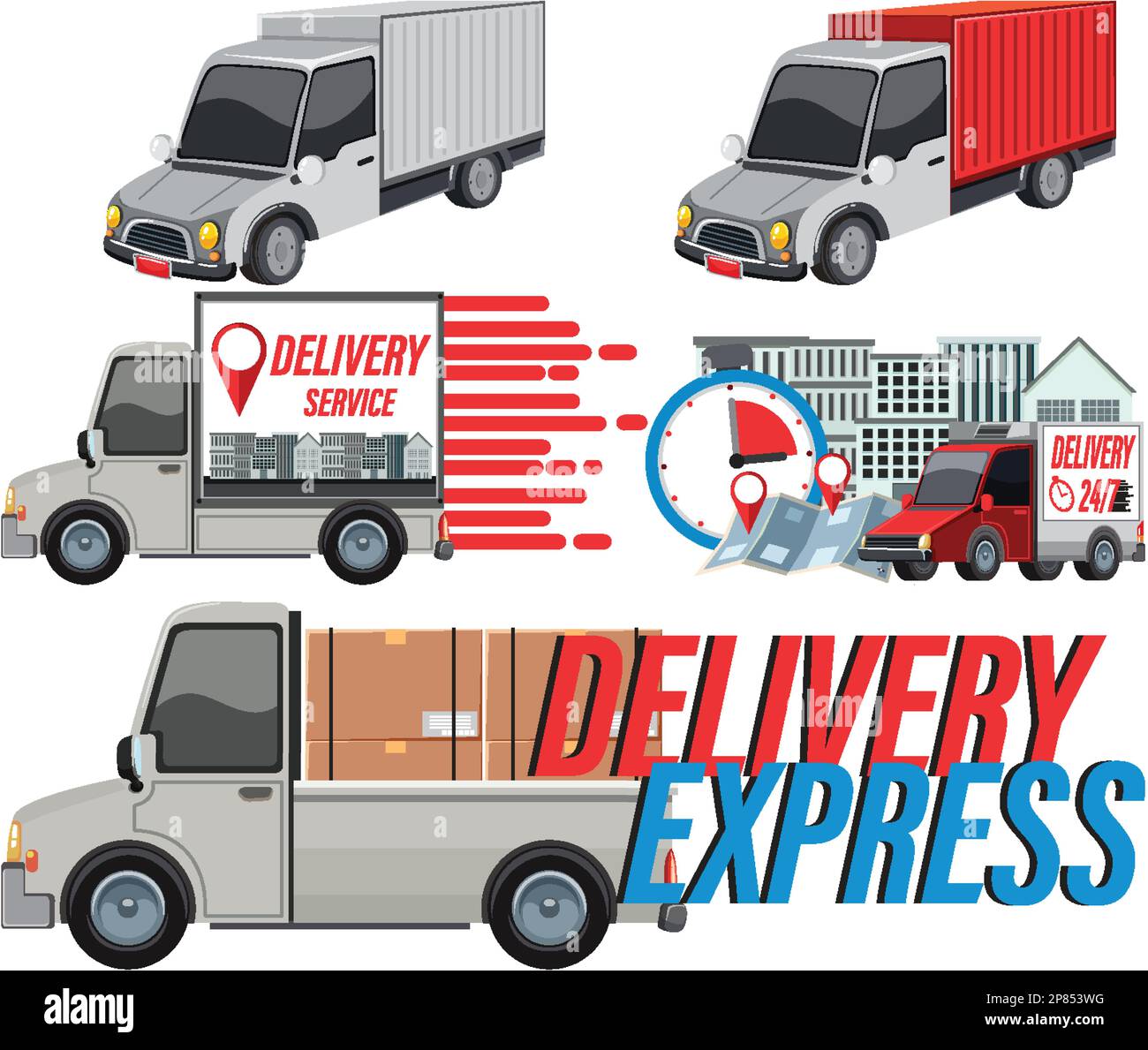 Set of delivery element illustration Stock Vector Image & Art - Alamy